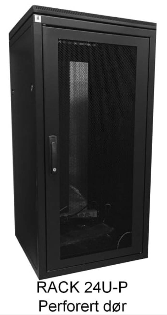 Rack 24u med perforert metalldør og lås, sort - Viratech